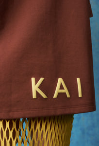 Kaili Oversized Cotton Logo Printed T-Shirt - Brown – Kai Collective