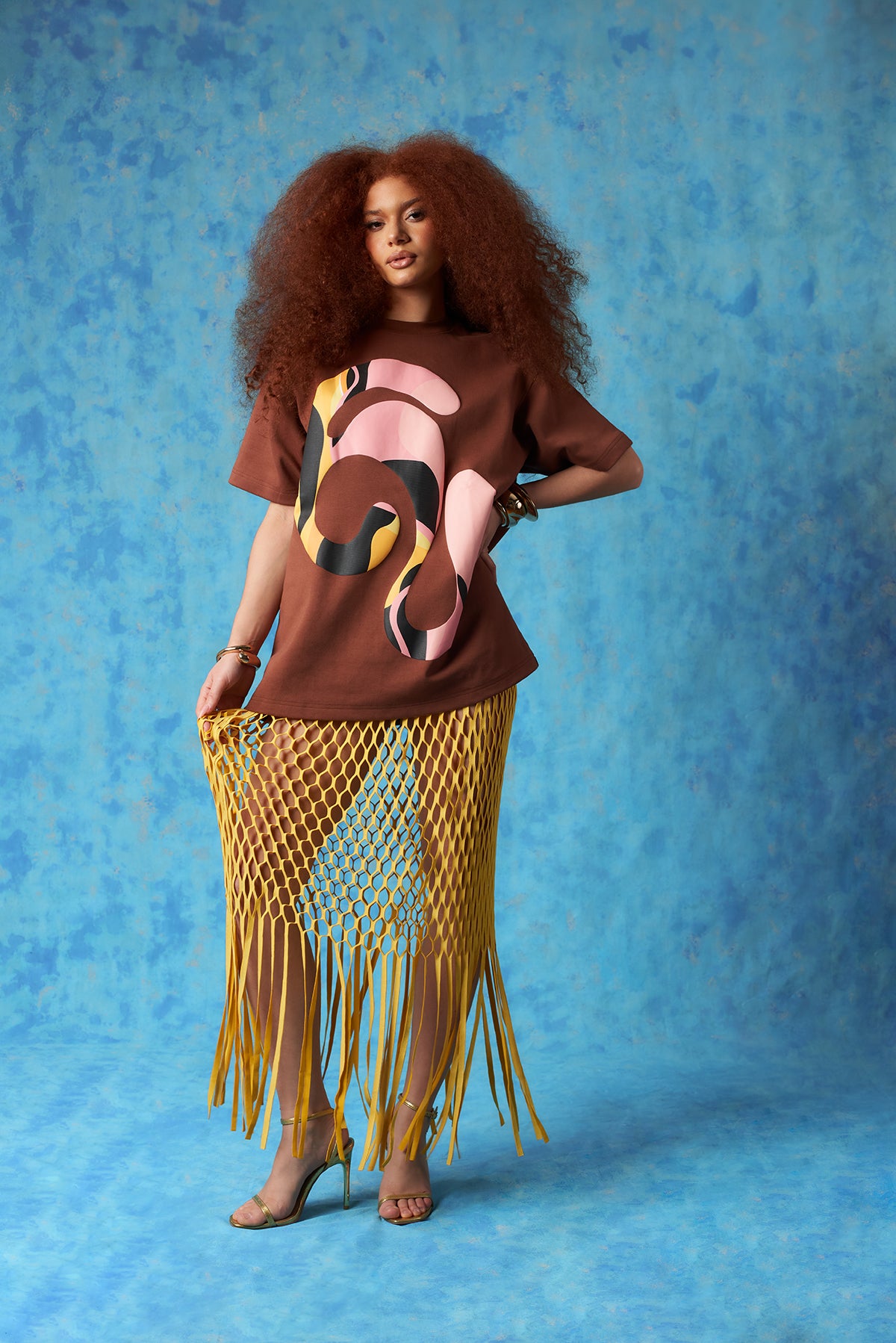 Kaili Oversized Cotton Logo Printed T-Shirt - Brown – Kai Collective