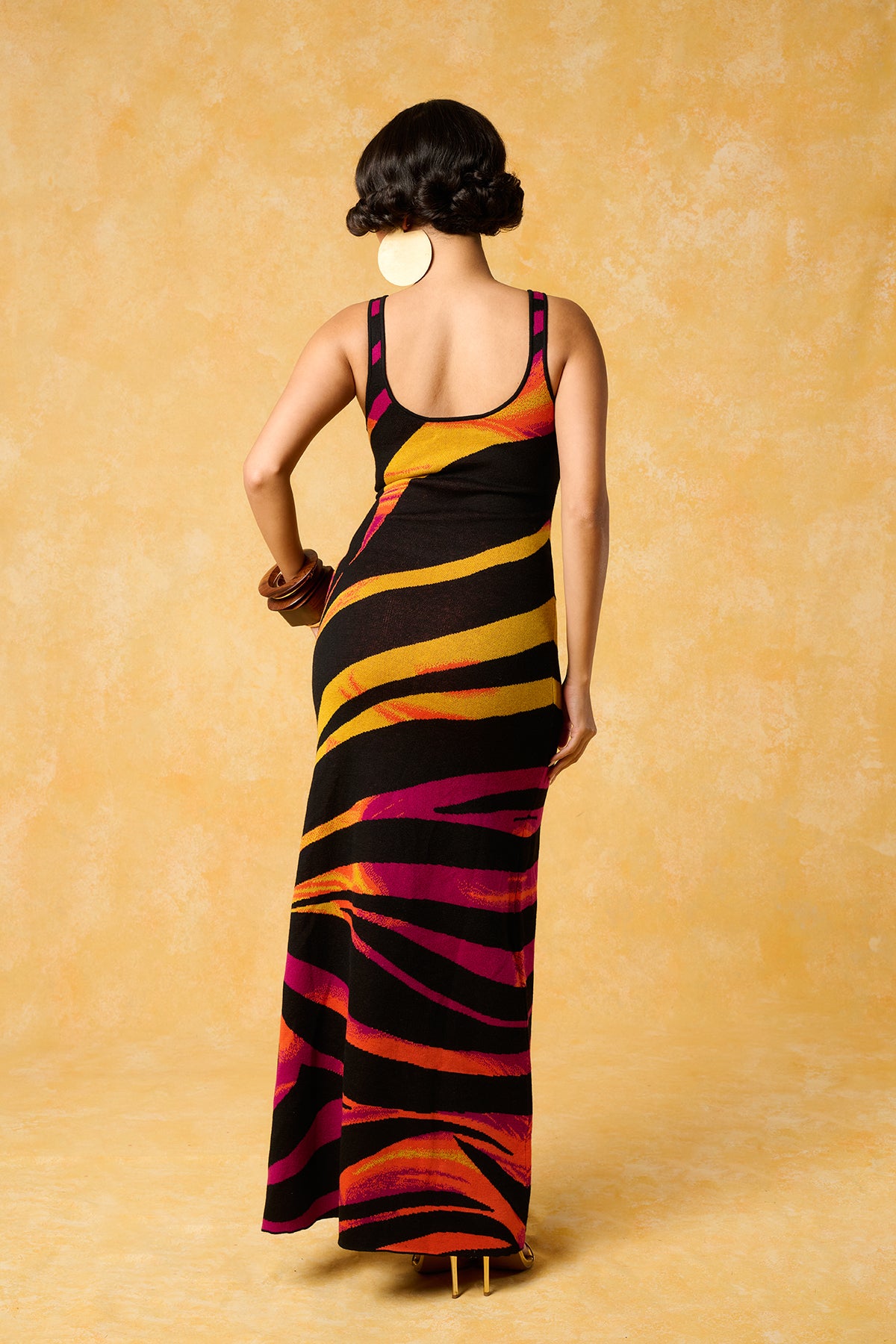 Safia Zebra Knitted Square Neck Maxi Dress — Kai Collective