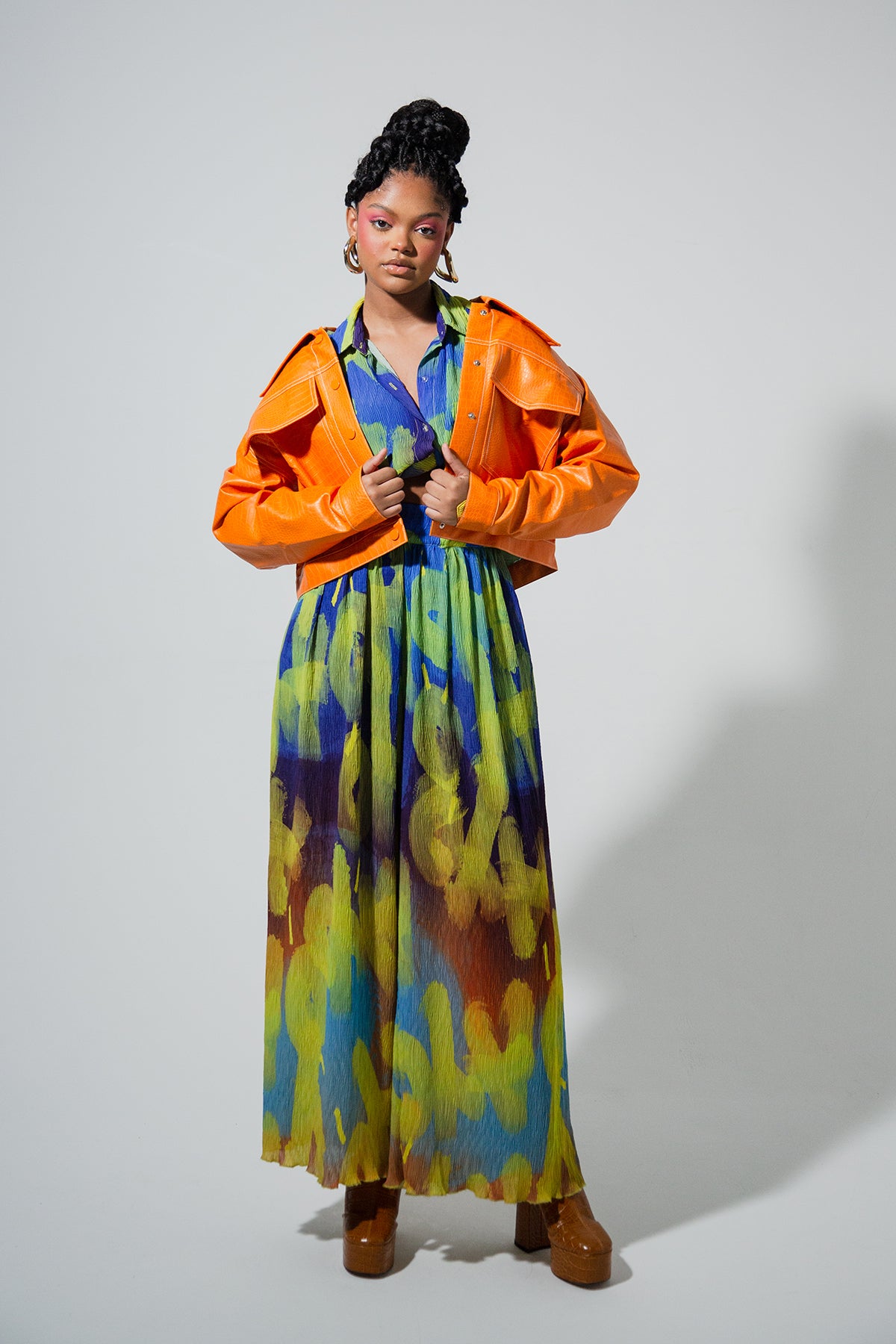 Mawuli Printed Plisse Set - Ayo Print Blue — Kai Collective